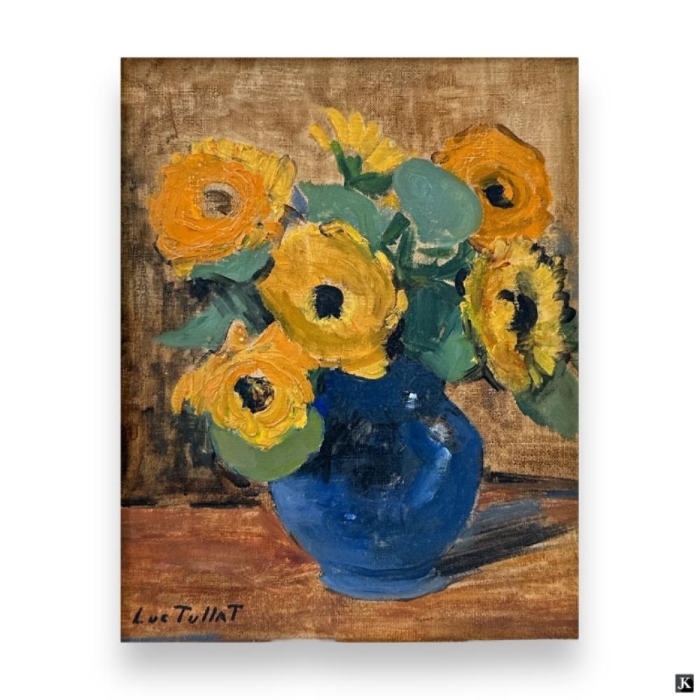 Luc Tullat | Luc Tullat O/C Bouquet en Pot Bleu | MutualArt