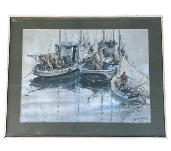 James Sessions | VTG framed James Sessions herring boats litho (1665 ...
