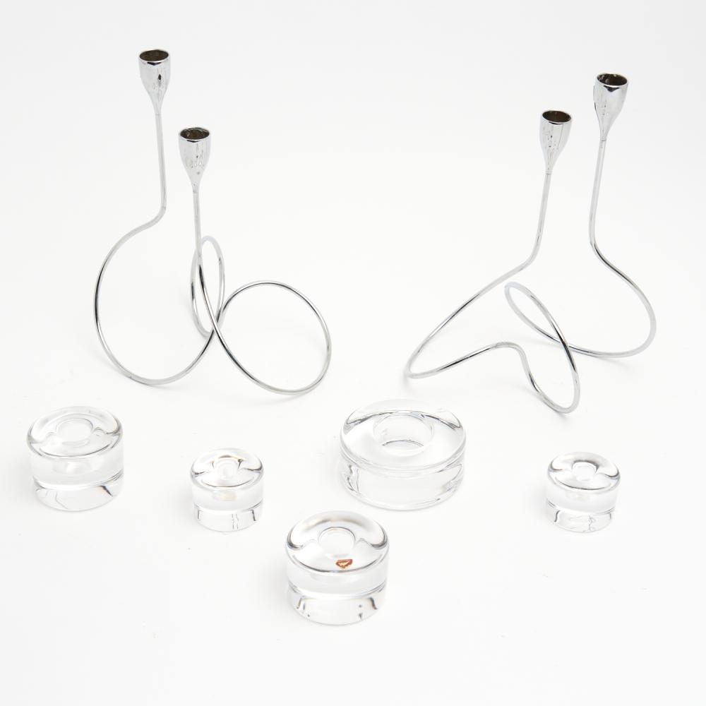 Orrefors | A GROUP MODERN CANDLE HOLDERS INCLUDING ORREFORS PUCKS AND A ...