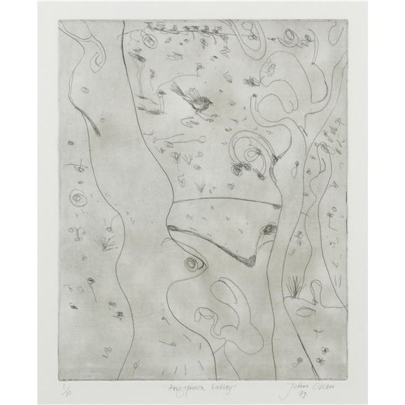 John Olsen | Angophora Valley 1975 etching (1975) | MutualArt