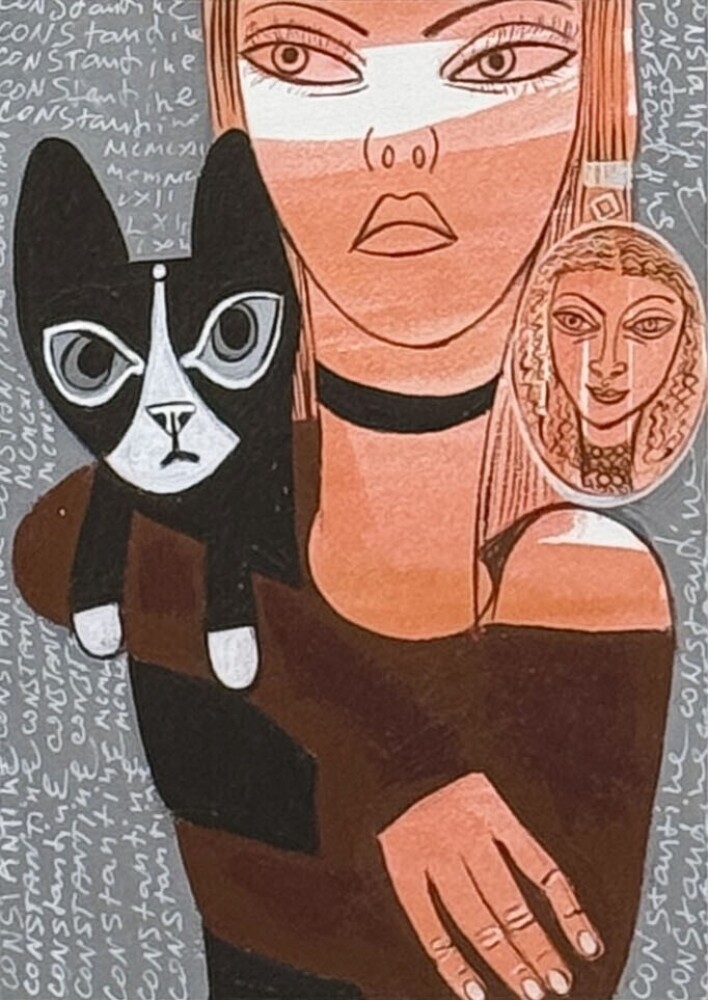 Constantine Popov | Taya with Black Cat | MutualArt