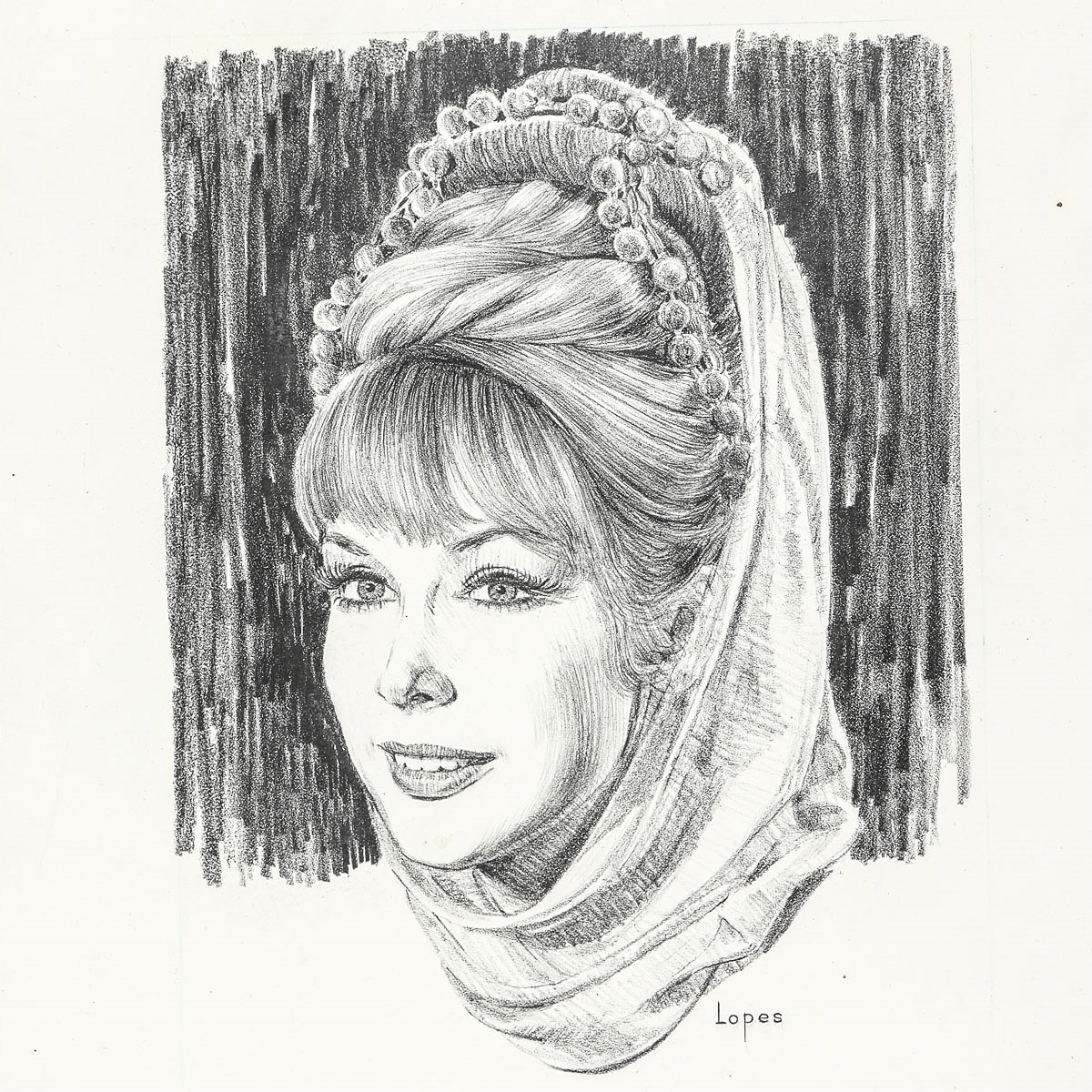 John Lopes | “Barbara Eden” Original Drawing | MutualArt