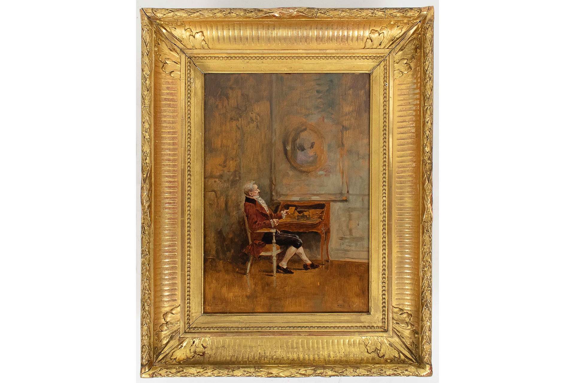 Charles Édouard Delort | Gentilhomme assis à son bureau Panneau ...