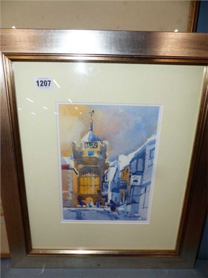 Andrew Blyth | covered street scene watercolour | MutualArt