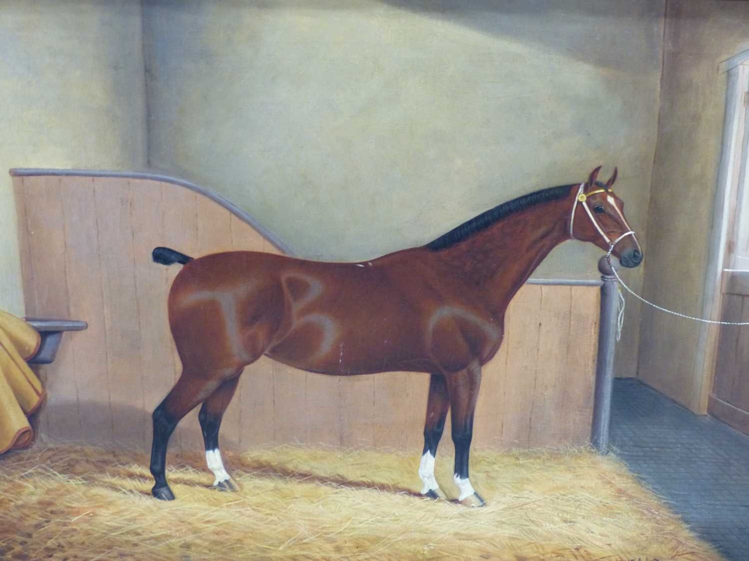 Albert Clark | a bay hunter with three white socks in a stable (1906 ...