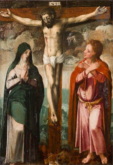 Spanish School, 16th Century | SPANISH school circa 1550 The Crucifixion with Saint John and the ...