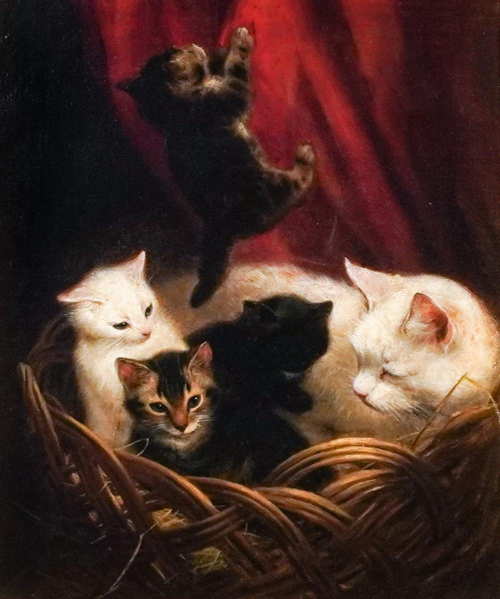 Henriette Ronner-Knip | Cat with Mischievous Kittens (1821) | MutualArt
