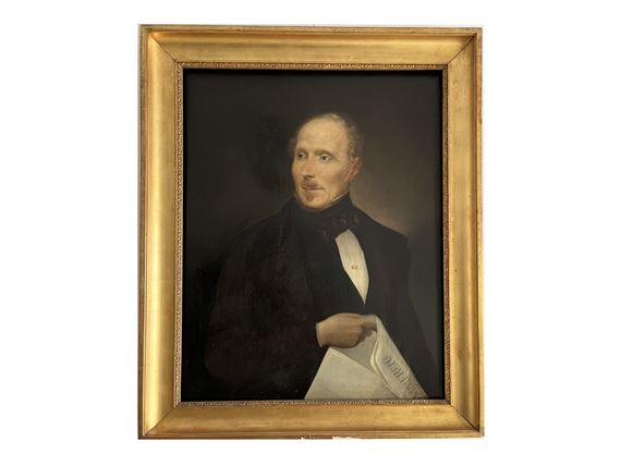 Tuscan School, 19th Century | Male portrait with newspaper | MutualArt