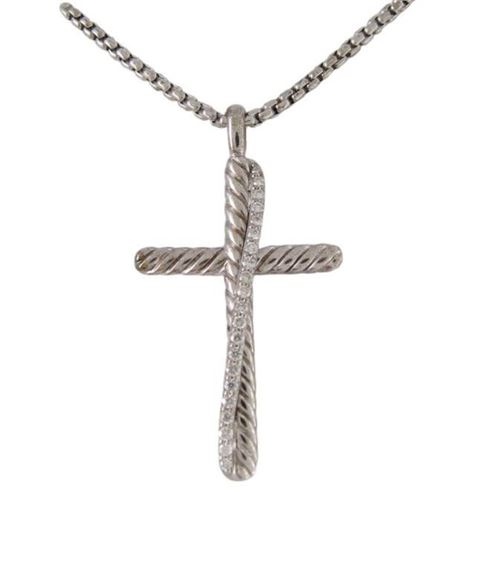 David Yurman | David Yurman Sterling Diamond Cross Pendant, Chain ...