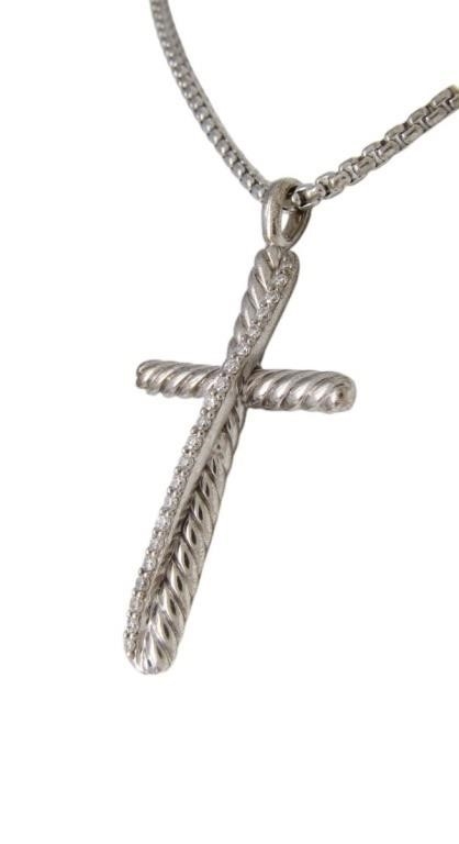 David Yurman | David Yurman Sterling Diamond Cross Pendant, Chain ...