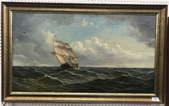 J. Wilson | British sailing vessel in choppy seas with three-masted ...