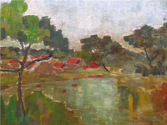Victor Pasmore | pine trees around a village pond | MutualArt