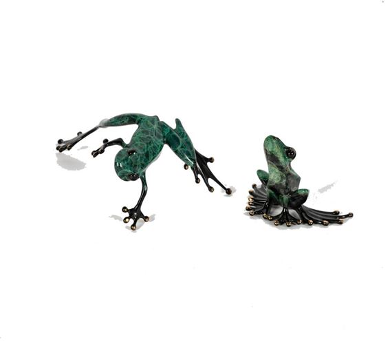 Tim Cotterill | Two Tim Cotterill Bronze Frog Figures | MutualArt