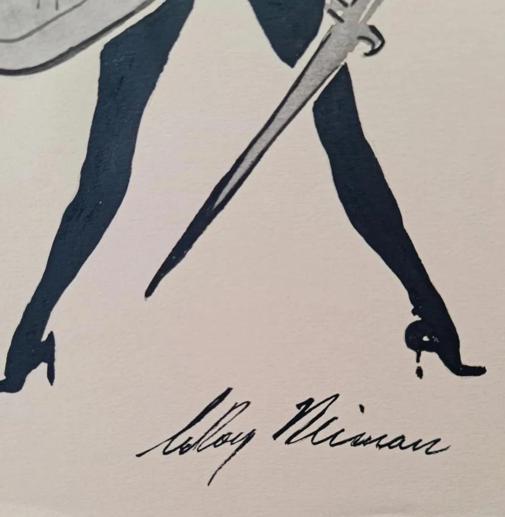 LeRoy Neiman | LEROY NEIMAN 'FEMLIN IS KNIGHTED' ORIGINAL INK ...