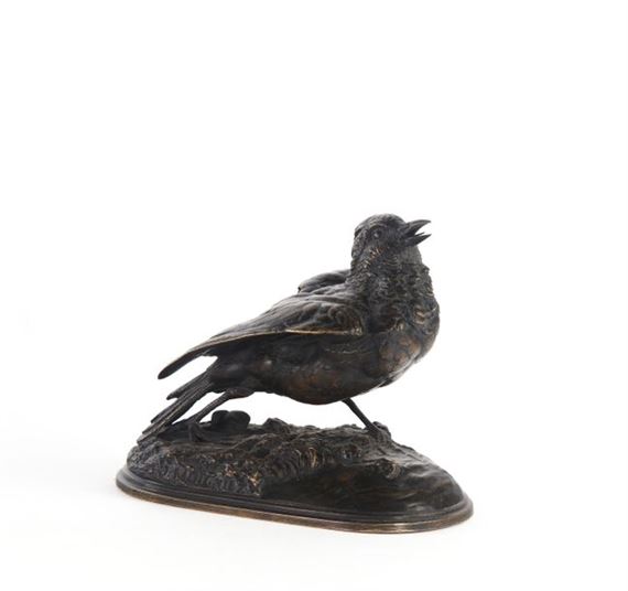 Jules Moigniez | Singing bird Bronze proof with brown patina | MutualArt