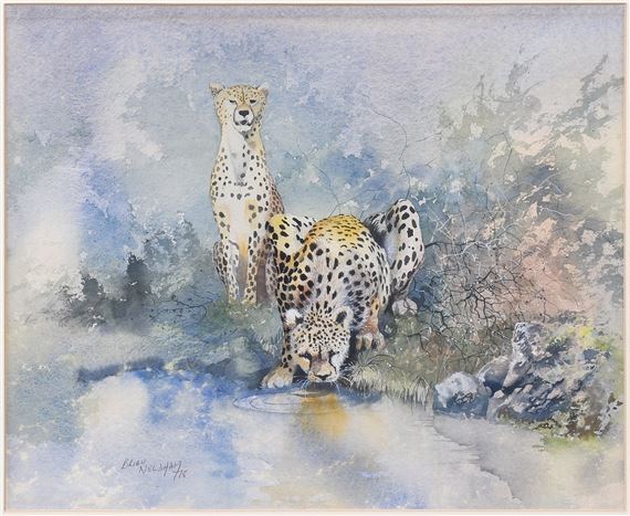 Brian Needham | Cheetahs by the watering hole | MutualArt