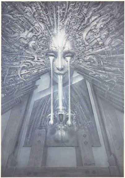 H. R. Giger | Signed print of woman with guillotine | MutualArt