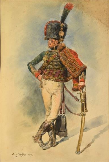 Maurice-Henri Orange | Militaire casqué fûmant la pipe (1907) | MutualArt
