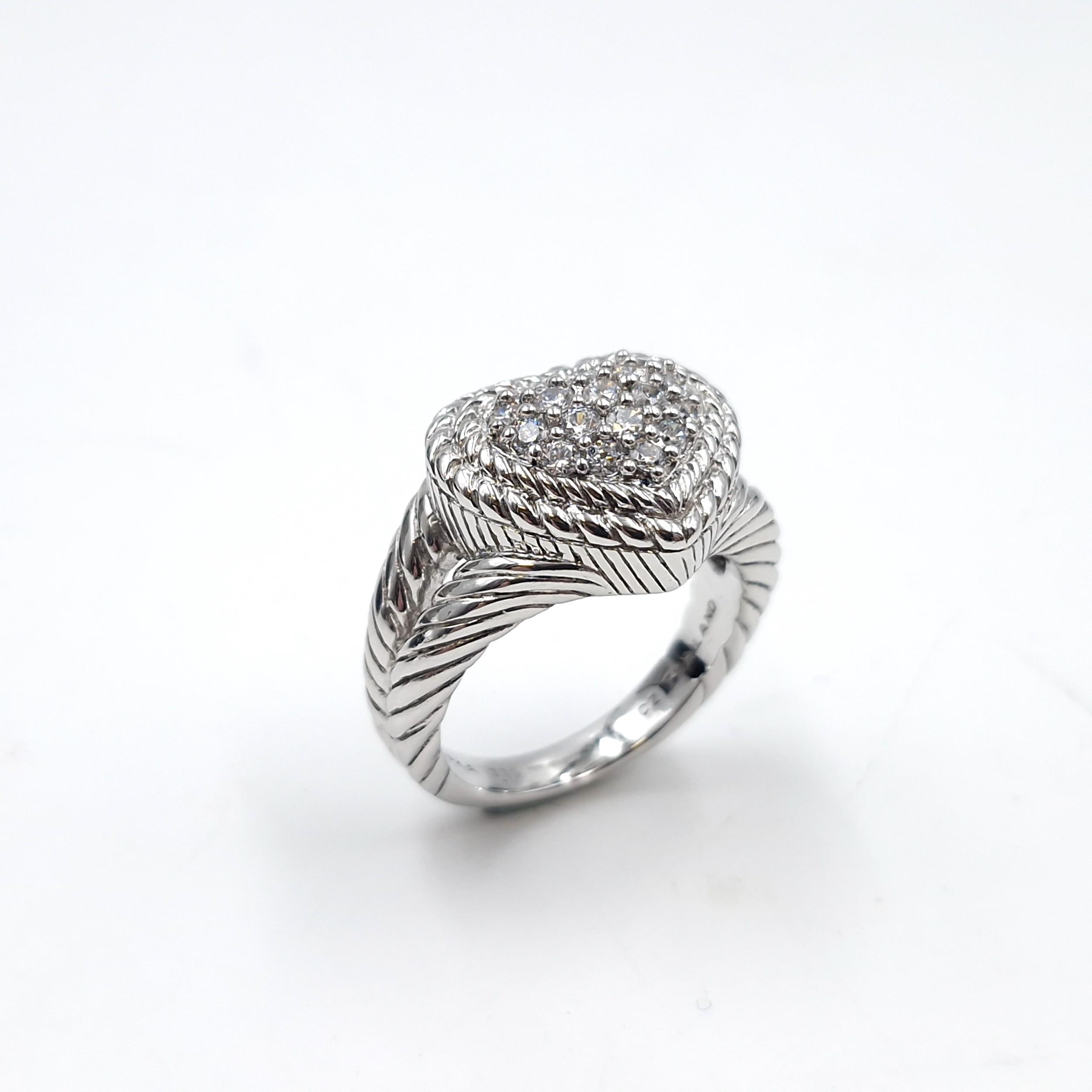 Judith Ripka | A heavy Judith Ripka heart shaped sterling silver ring ...
