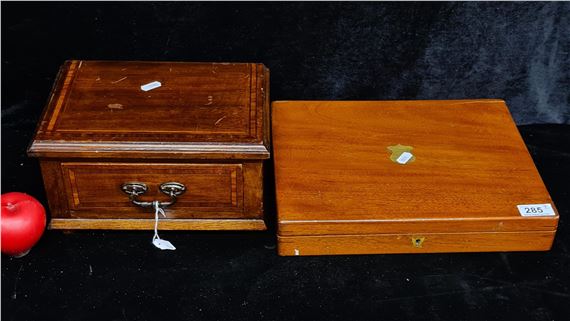 An Edwardian | Two antique inlaid wooden boxes including an Edwardian ...