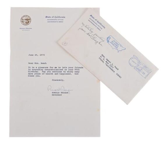 Ronald Reagan | Ronald Reagan Signed Letter As California Governor (25 ...