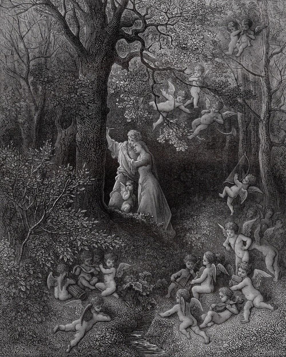 Gustave Doré | Gustave Dore 1800s Woodcut Orlando Furioso Angelica ...