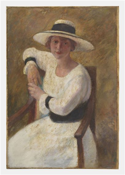 Fernand Blondin | Portrait de jeune femme au chapeau | MutualArt