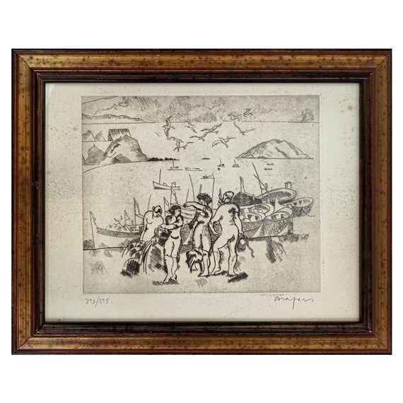 Josep Maria Draper | Figuras junto a las barcas | MutualArt