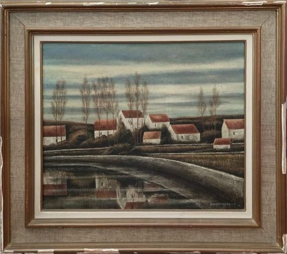 Jean-Pierre Capron | Village by the pond (1958) | MutualArt