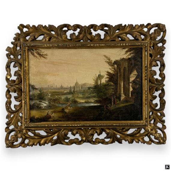 Hubert Robert | Capriccio Landscape with Figures | MutualArt