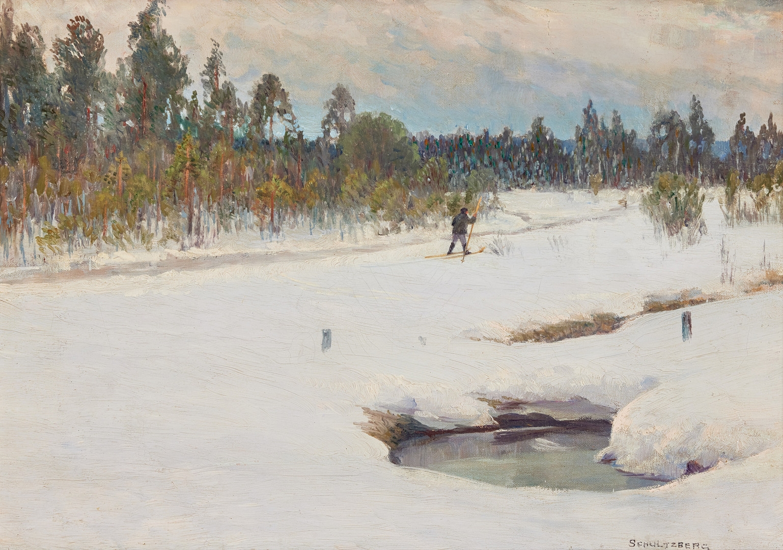 Anshelm Schultzberg | Skiers in winter landscapes (93) | MutualArt