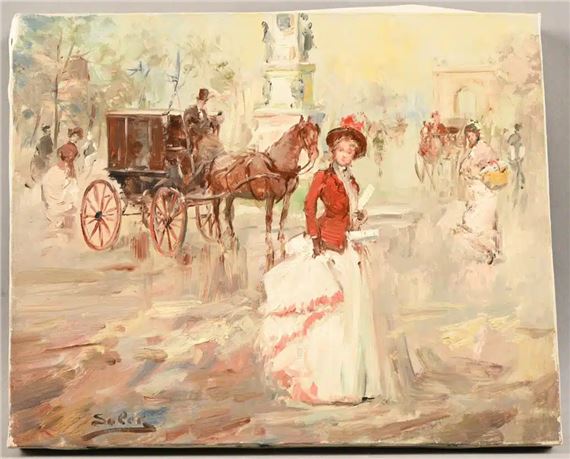 Juan Soler | Elégante devant le fiacre à Paris | MutualArt