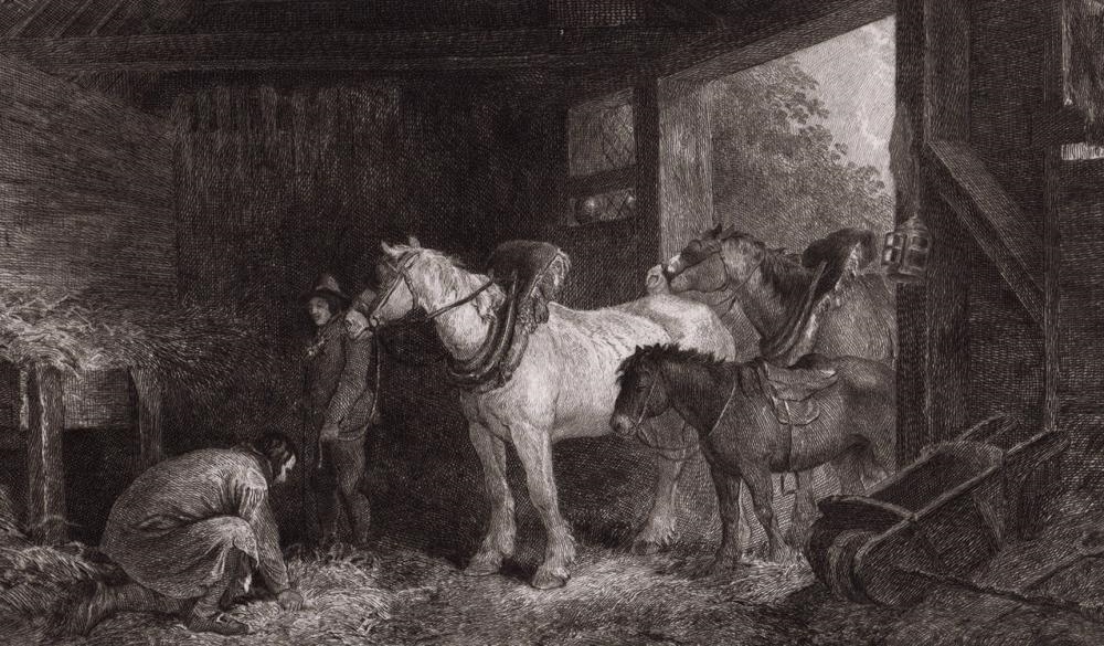 George Morland | George Morland Inside of a Stable 1885 etching | MutualArt
