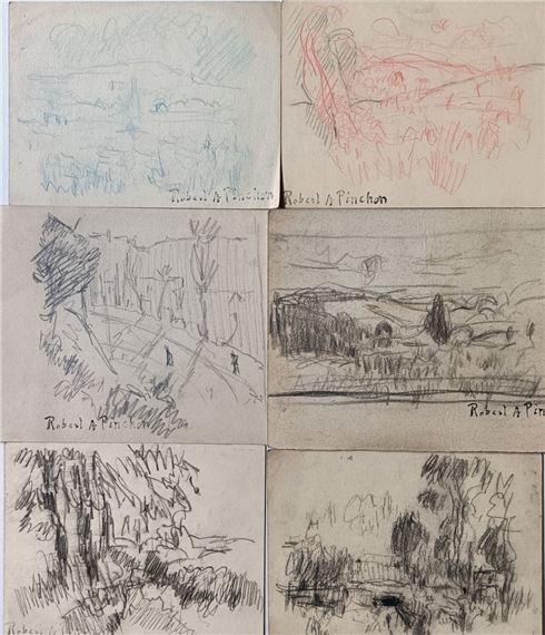 Robert Antoine Pinchon | Set of 6 pencil drawings on paper, stamped ...