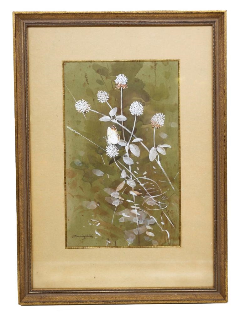 Gordon Beningfield | Butterfly and clover | MutualArt