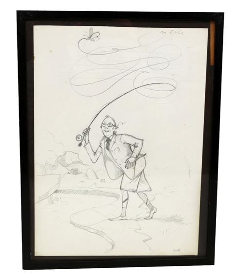 Gordon Beningfield | Cartoon of Eric Morecambe fishing with a butterfly ...
