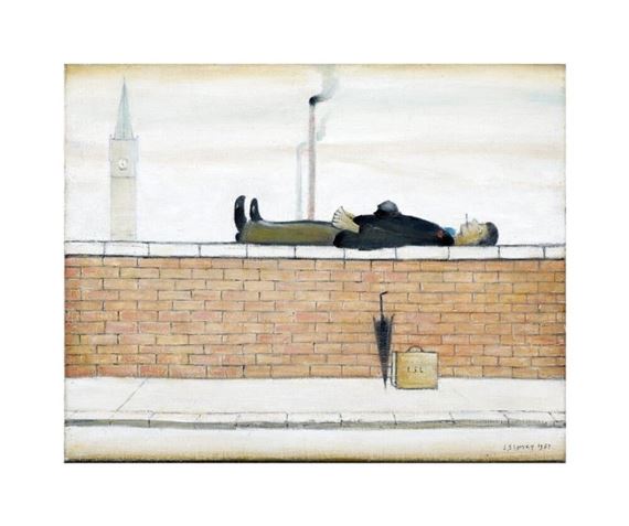 Laurence Stephen Lowry | Man Lying On A Wall (1957) | MutualArt