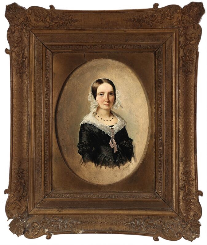 David Monies | Portrait of a woman in a black dress | MutualArt