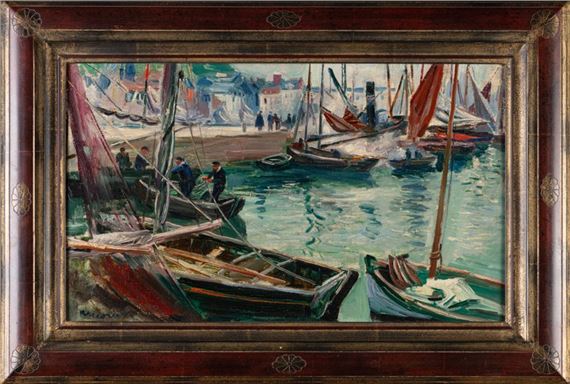 Raymond Louis Lecourt | Barques dans l'avant port de Honfleur | MutualArt