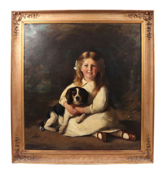 Edward Francis Wells | a full length portrait of a young girl with ...