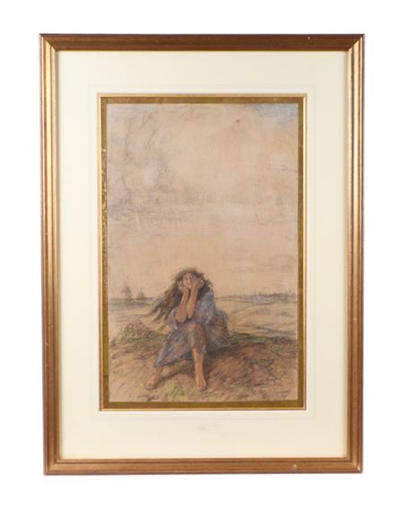 Archibald Standish Hartrick | A Young Lady with Wind Swept Hair Sitting ...