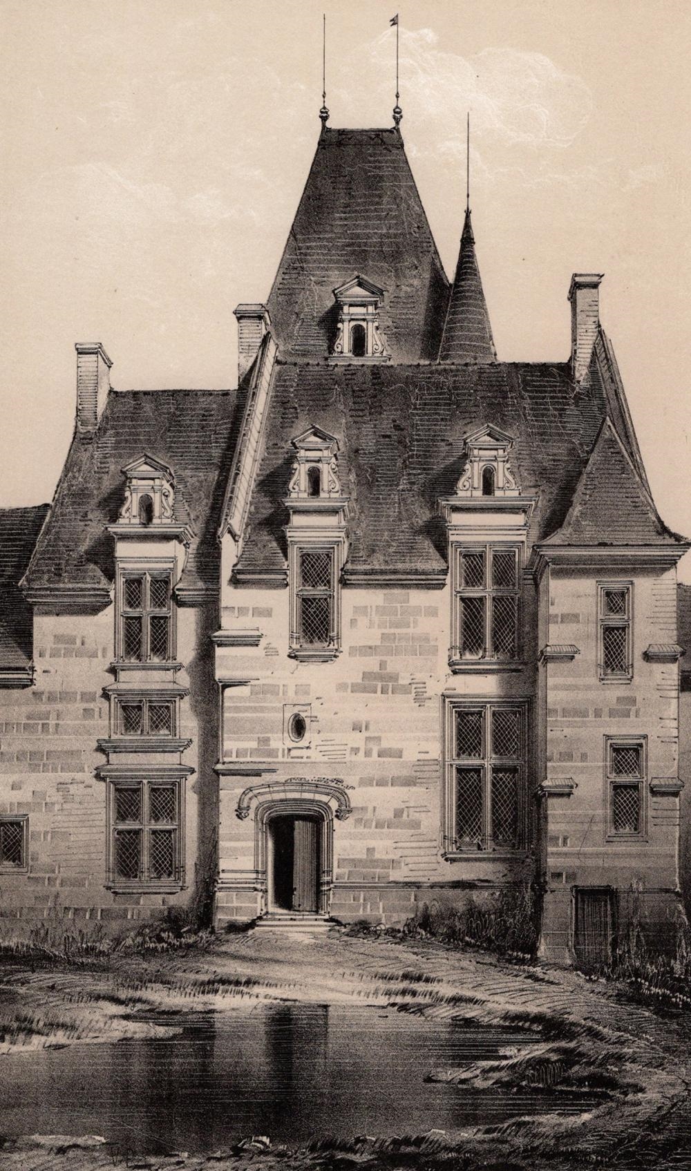 Victor Petit | VICTOR PETIT 1800s Original Lithograph CASTLE DE BAUMAIS ...
