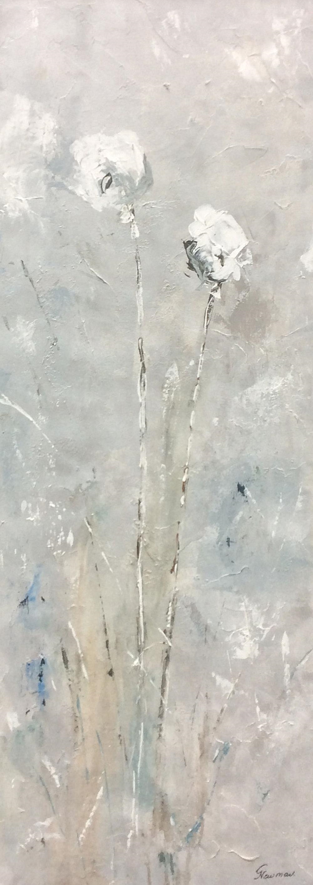 Gudrun Newman | Gudrun Newman Original Painting Textured Flowers V 16 x 40 inches | MutualArt