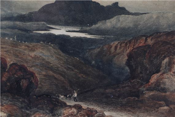 George Fennell Robson | A Flock of Sheep within a Landscape | MutualArt