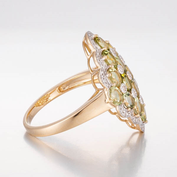 Tourmaline | 14CT Yellow Gold Tourmaline and Diamond Cluster Ring ...