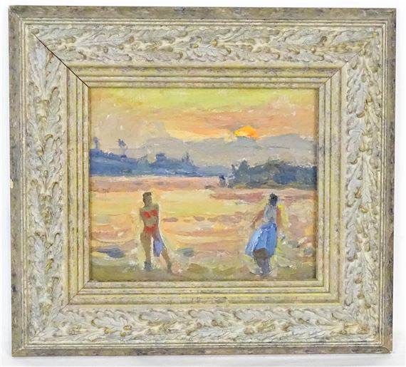 Sergey Nikanorovich Repka | An study of a sunset landscape with two ...