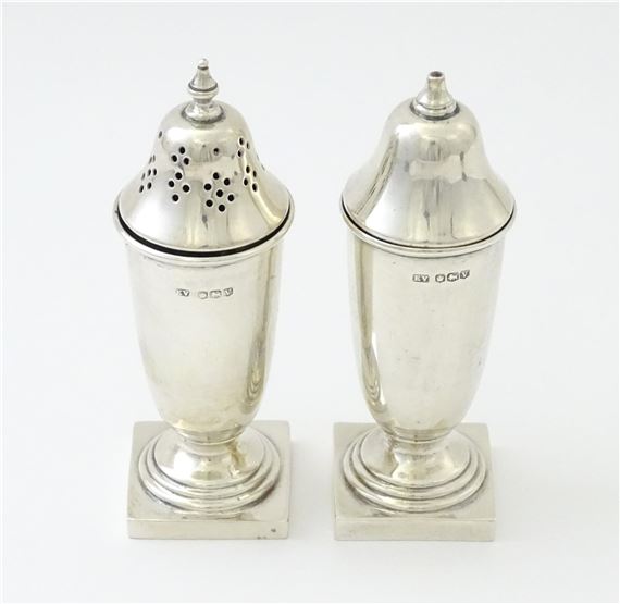 Sheffield | A cruet set comprising salt and pepper, hallmarked ...