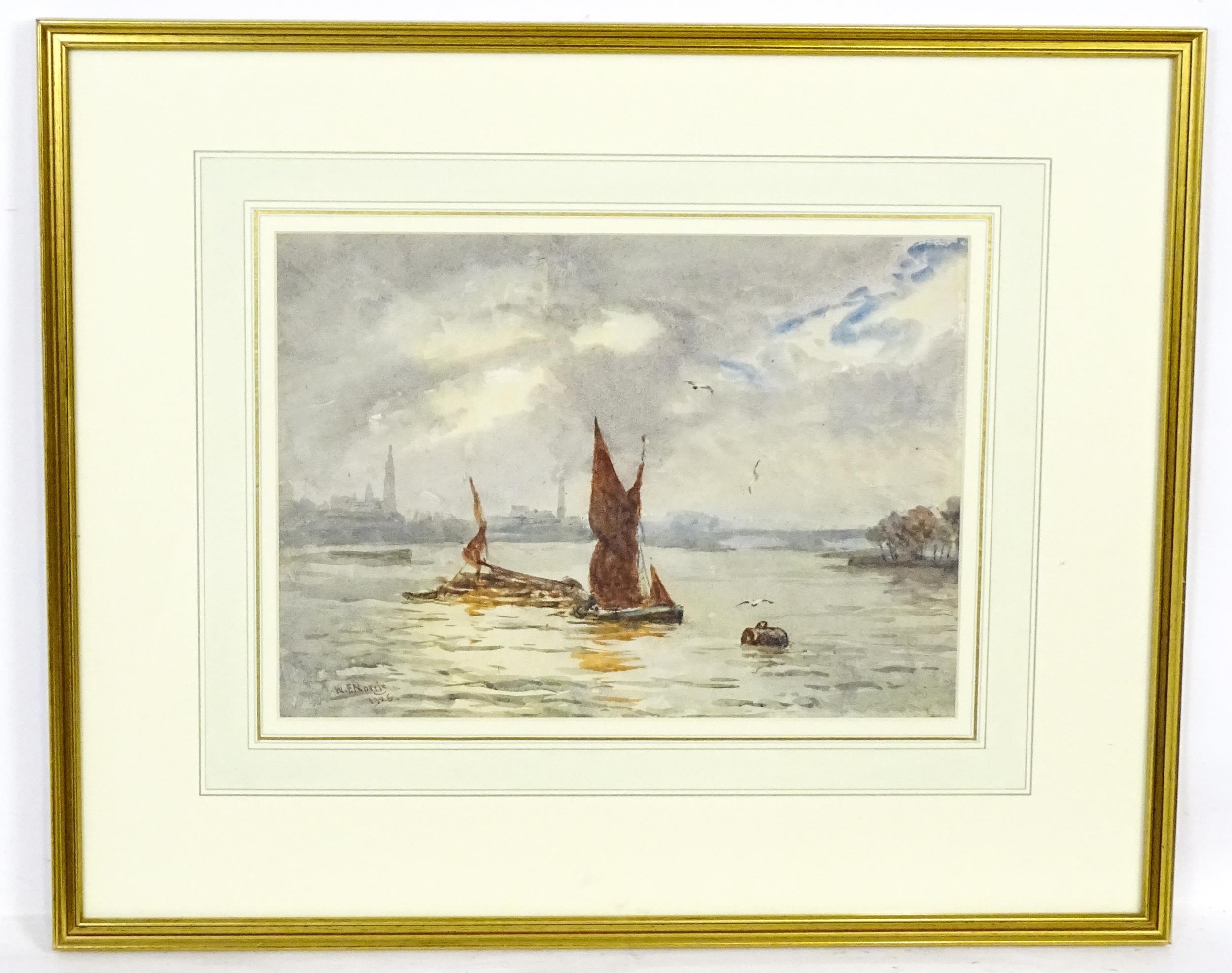 William Foxley Norris | A Thames River scene with boats (1929) | MutualArt