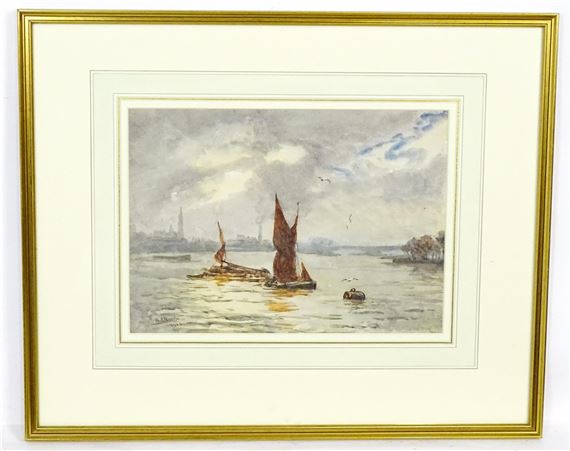 William Foxley Norris | A Thames River scene with boats (1929) | MutualArt
