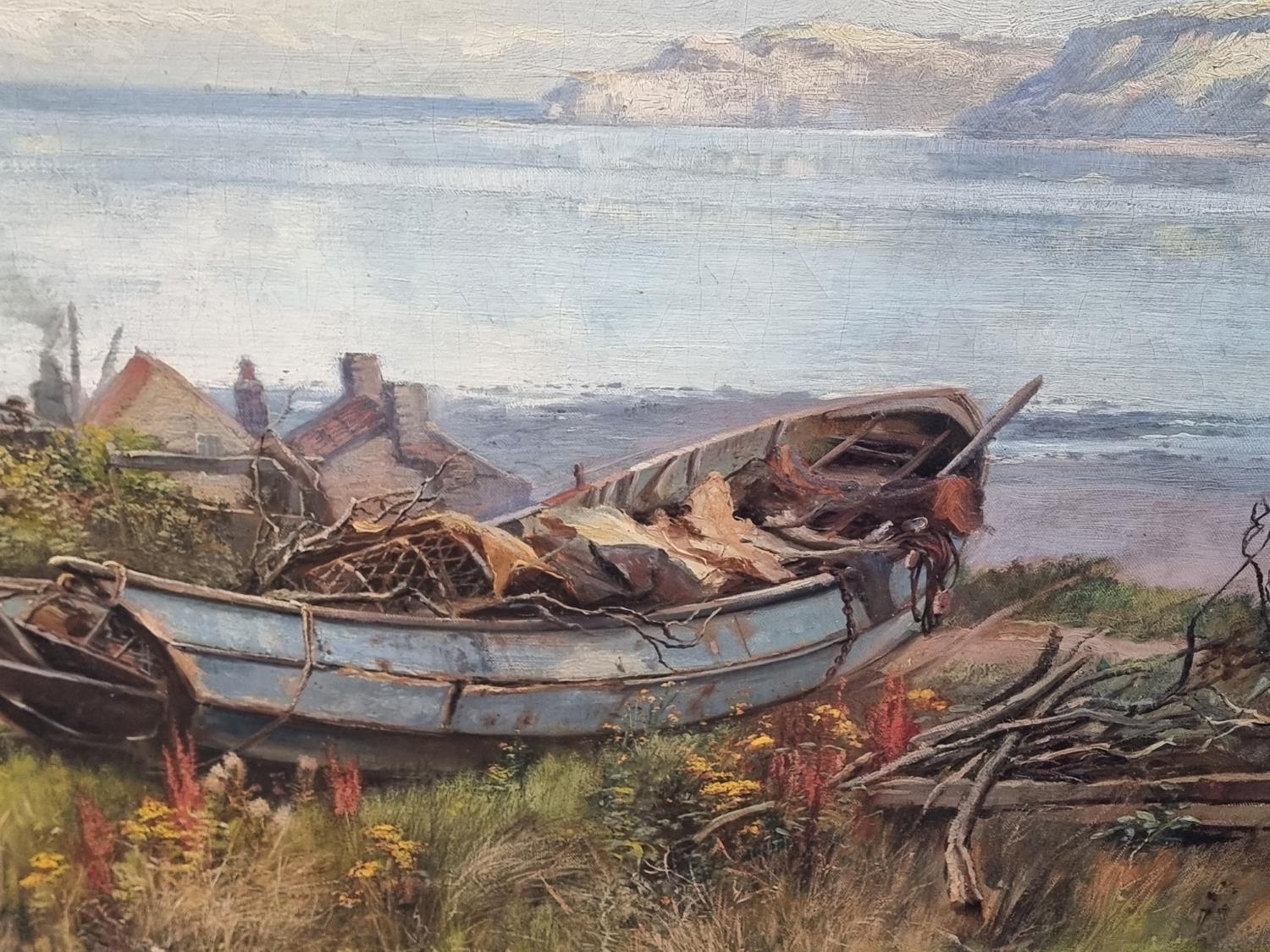 William Gilbert Foster | figures by a coastal cottage (1880) | MutualArt